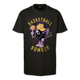T-Shirt MisterTee "MisterTee Kids Kids Basketball Bomber Tee", M&auml;dchen, Gr. 110/116, schwarz, 100% Baumwolle, bedruckt, relaxed fit, Rundhals, Shirts T-Shirt
