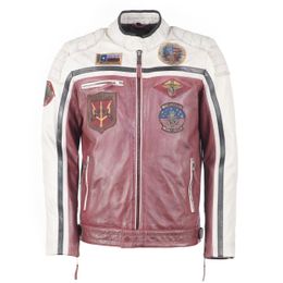 Lederjacke Top Gun "31024850", Herren, Gr. 56 (XXL), rot (oxblood, creme, schwarz), Oberstoff: 100% Lammnappaleder; Futter : 100% Baumwolle; &Auml;rmelfutter: 100% Polyester; Taschenfutter: 100% Baumwolle; Wattierung: 100% Polyester; Kapuze: 55% Baumwolle, 45% Polyester, Jacken