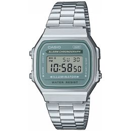 Chronograph CASIO VINTAGE, silber (blaugr&uuml;n, silberfarben), Armbanduhren, Damen, Chronograph, Quarzuhr, Armbanduhr,Damenuhr, Herrenuhr, Digitaluhr, Edelstahlarmband