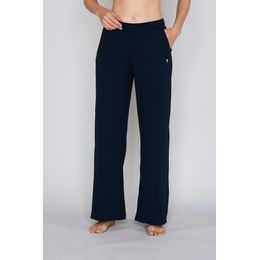 JOOP! Homewearhose JOOP "Cosy", Damen, Gr. 44, N-Gr, blau, Jersey, Obermaterial: 95% Baumwolle, 5% Elasthan, unifarben, Basic kurz, Hosen, mit elegantem High-Waist-Design