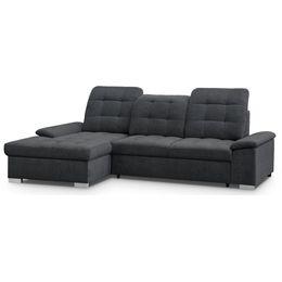 Ecksofa WERK2 "Carmen, mit Bettfunktion & Bettkasten, optional Sitztiefenverstellung", grau (anthrazit), B:264cm H:105cm T:170cm, 95% Polyester, 5% Nylon, Sofas, Ecksofa, ohne Sitztiefenverstellung, Struktur weich, anthrazit, Topseller