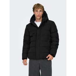 Only & Sons Steppjacke ONLY & SONS "ONSCAYSON PUFFA OTW NOOS", Herren, Gr. XXL, schwarz, Web, Obermaterial: 100% Polyester, unifarben, regular fit normal, Rippbündchen, Jacken Steppjacke