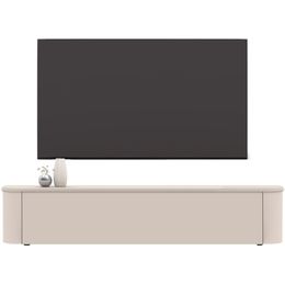 Lowboard Inosign "Lido, 181 cm breit, 1 Klappe, TV-Schrank, TV-Kommode, Medienboard", cashmere, B:181cm H:37cm T:33cm, FSC-zertifizierter Holzwerkstoff, Sideboards, Lowboard, Formgebogenes MDF, Stirnseiten Rundung, Push-to-open, hängend/stehend