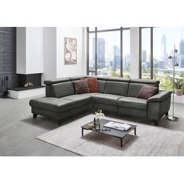 Ecksofa DIE PLANBAR "PN-EM23166 L-Form", grau (anthrazit), B:261cm H:80cm T:235cm, Sofas, Ecksofa, optional mit Kopfteilverstellung und Stauraum