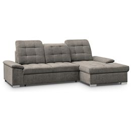 Ecksofa WERK2 "Carmen, mit Bettfunktion & Bettkasten, optional Sitztiefenverstellung", beige, B:264cm H:105cm T:170cm, 95% Polyester, 5% Nylon, Sofas, Ecksofa, ohne Sitztiefenverstellung, Struktur weich, beige, Topseller