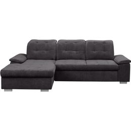 Ecksofa WERK2 "Carmen, mit Bettfunktion & Bettkasten, optional Sitztiefenverstellung", grau (anthrazit), B:264cm H:105cm T:170cm, 92% Polyester, 8% Nylon, Sofas, Ecksofa, ohne Sitztiefenverstellung, Luxus-Microfaser Chenille, Anthrazit, Topseller