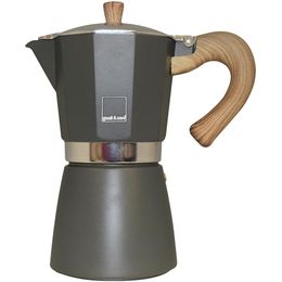 Espressokocher GNALI & ZANI "Venezia", grau, 6, Kaffeemaschinen, Aluminium mit Softtouch-Griff in Holzoptik, Induktion
