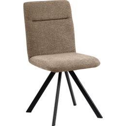 4-Fu&szlig;stuhl MASSIVLINE & MORE "Martina 200", braun (mercury 105 braun, metall schwarz matt lackiert), B:58cm H:91cm T:58cm, Metall, Polyester, St&uuml;hle, Esszimmerstuhl 4-Fu&szlig;-Stuhl, Gestell aus Metall schwarz, 2er Set