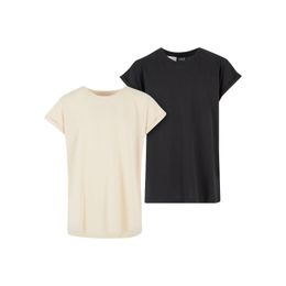 Urban Classics M&auml;dchen T-Shirt "Urban Classics Damen Girls Extended Shoulder Tee 2-Pack"sandwei&szlig;, schwarz, Gr. 122, unifarben, 100% Baumwolle, Shirts