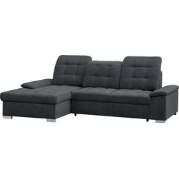 Ecksofa WERK2 "Carmen, mit Bettfunktion & Bettkasten, optional Sitztiefenverstellung", grau (anthrazit), B:264cm H:105cm T:170cm, 95% Polyester, 5% Nylon, Sofas, Ecksofa, mit Sitztiefenverstellung, Struktur weich, anthrazit, Topseller