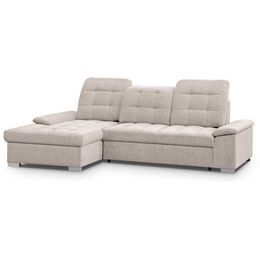 Ecksofa WERK2 "Carmen, mit Bettfunktion & Bettkasten, optional Sitztiefenverstellung", beige (creme), B:264cm H:105cm T:170cm, 95% Polyester, 5% Nylon, Sofas, Ecksofa, mit Sitztiefenverstellung, Struktur weich, Creme, Topseller