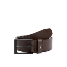 Lederg&uuml;rtel Tommy Hilfiger "LAYTON 3.5 cm breit", Herren, Gr. 95, braun (testa di moro), Rindsleder, unifarben, G&uuml;rtel Lederg&uuml;rtel, Metallpatch, Einfachdornschlie&szlig;e