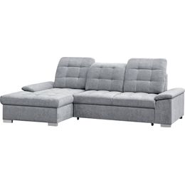 Ecksofa WERK2 "Carmen, mit Bettfunktion & Bettkasten, optional Sitztiefenverstellung", grau (hellgrau), B:264cm H:105cm T:170cm, 95% Polyester, 5% Nylon, Sofas, Ecksofa, mit Sitztiefenverstellung, Struktur weich, hellgrau, Topseller