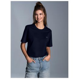 T-Shirt TRIGEMA "TRIGEMA Classic Tee", Damen, Gr. L, blau (navy), 100% Baumwolle, Basic, Shirts