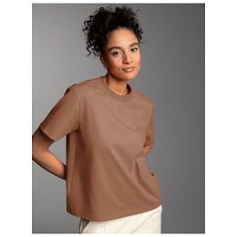 T-Shirt TRIGEMA "TRIGEMA Relaxed Fit T-Shirt", Damen, Gr. L, braun (haselnuss), 100% Baumwolle, Basic, Shirts T-Shirt