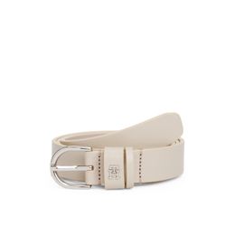Lederg&uuml;rtel Tommy Hilfiger "ESSENTIAL EFFORTLESS 2.5 cm breit SILVER", Damen, Gr. 90, beige (classic beige), Rindsleder, G&uuml;rtel Lederg&uuml;rtel, Einfachdornschlie&szlig;e, Metallemblem