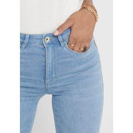 High-waist-Jeans Only "ONLROYAL – Skinny-Jeans mit hoher Taille und Abriebeffekt", Damen, Gr. L (40), Länge 34, blau (light blau), Denim/Jeans, Obermaterial: 69% Baumwolle, 29% Polyester, 2% Elasthan, Abriebeffekte, skinny fit, Jeans, skinny fit, casual, Denim, Baumwollmischung, Eingrifftaschen