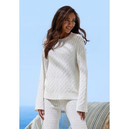Strickpullover French Connection, Damen, Gr. 32/34, creme, Strick, Obermaterial: 33% Nylon, 32% Polyacryl, 30% Baumwolle, 5% Elasthan, Zopfmuster, bequem h&uuml;ftlang, Rundhals, Rippstrickb&uuml;ndchen, Pullover Strickpullover
