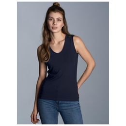 Tanktop TRIGEMA "TRIGEMA Tr&auml;gershirt aus Viskose", Damen, Gr. S, blau (navy), 94% Viskose, 6% Elasthan, Basic, Tops Tanktop