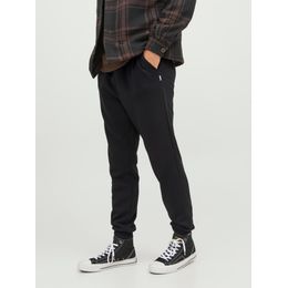 Jack & Jones Sweathose JACK & JONES "JPSTGORDON mit Kordelzug und Komfortbund", Herren, Gr. XL, N-Gr, schwarz, angeraute Sweatware, Obermaterial: 61% Polyester, 39% Baumwolle, unifarben, normal kn&ouml;chellang, Hosen Sweathose, unifarben, modisch, regular fit, Sweatware