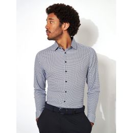 Langarmhemd DESOTO "Jerseyhemd Casual Kent langarm", Herren, Gr. L, N-Gr, wei&szlig; (wei&szlig; with rot and blau dots), Jersey, Obermaterial: 100% Baumwolle, gemustert, gepunktet, mehrfarbig, slim fit normal, Rundhals, eingesetzt,&Auml;rmel mit &Auml;rmelschlitz 1-Knopf-Manschette mit Schlitz, Hemden, Flexibler Stretch, mit Minimal Print, Kentkragen