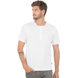 T-Shirt TRIGEMA "TRIGEMA T-Shirt mit Knopfleiste DELUXE Baumwolle", Herren, Gr. L, weiß, 100% Baumwolle, Shirts