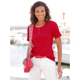 T-Shirt Casual Looks "Shirt", Damen, Gr. 36, rot, 95% Baumwolle, 5% Elasthan, unifarben, Rundhals, Shirts T-Shirt