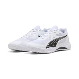 Sneaker Puma "Solarflash III Hallensportschuhe Erwachsene", Damen, Gr. 48, wei&szlig; schwarz, Obermaterial: Synthetik, Textil; Futter: Textil; Innensohle: Textil; Laufsohle: Gummi, Schuhe Sneaker
