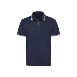 Poloshirt TRIGEMA "TRIGEMA Poloshirt mit Reißverschluss", Herren, Gr. L, blau (navy), 100% Baumwolle, Basic, Shirts