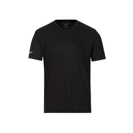T-Shirt TRIGEMA "TRIGEMA V-Shirt COOLMAX", Damen, Gr. XL, schwarz, 100% Polyester (recycelt), Shirts T-Shirt