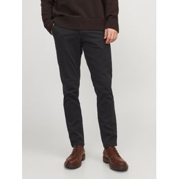 Jack & Jones Chinohose JACK & JONES "JPSTMARCO mit schmalem Bein und pflegeleichtem Stoff", Herren, Gr. 33, L&auml;nge 32, schwarz, Twill, Obermaterial: 98% Baumwolle, 2% Elasthan, unifarben, washed, schmal lang, Hosen Chinohose, washed, modisch, schmal, Baumwollmischung