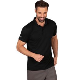 Poloshirt TRIGEMA "TRIGEMA Poloshirt aus Polyester mit Knopfleiste", Herren, Gr. M, schwarz, 100% Polyester (Bioactive), Shirts