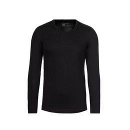 Longsleeve TRIGEMA "TRIGEMA Sportshirt aus Merinowolle", Herren, Gr. 3XL, schwarz, 80% Wolle (Merinowolle), 20% Polyamid, Shirts