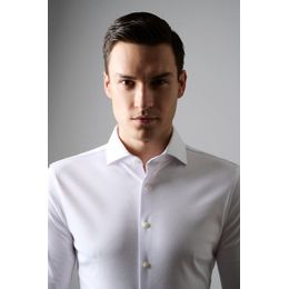 Langarmhemd DESOTO "Jerseyhemd Essential Hai langarm", Herren, Gr. 40, N-Gr, wei&szlig; (solid wei&szlig;), Jersey, Obermaterial: 100% Baumwolle, k&ouml;rpernah, 1-Knopf-Manschette, Hemden, Flexibler Stretch