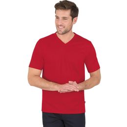 T-Shirt TRIGEMA "TRIGEMA V-Shirt DELUXE Baumwolle", Herren, Gr. L, braun (kirsch), 100% Baumwolle, Basic, Shirts