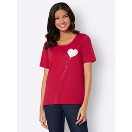 T-Shirt Classic Basics "Kurzarm-Shirt", Damen, Gr. 44, rot, 100% Baumwolle, bedruckt, gemustert, Rundhals, Shirts T-Shirt