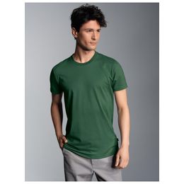 T-Shirt TRIGEMA "TRIGEMA Slim Fit T-Shirt aus DELUXE Baumwolle", Herren, Gr. S, grün (efeu), 100% Baumwolle, Basic, Shirts