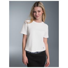 T-Shirt TRIGEMA "TRIGEMA Cropped Oversized T-Shirt in Waffeloptik", Damen, Gr. L, wei&szlig;, 100% Baumwolle, Shirts T-Shirt