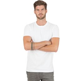 T-Shirt TRIGEMA "TRIGEMA Slim Fit T-Shirt aus DELUXE Baumwolle", Herren, Gr. L, weiß, 100% Baumwolle, Basic, Shirts
