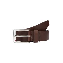 Ledergürtel Tommy Hilfiger "New Aly Belt 3,5 cm breit", Herren, Gr. 11,5, braun (dunkelbraun), Leder, Gürtel Ledergürtel, mit quadratischer Logo-Metallschnalle