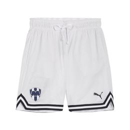 Sporthose Puma "Puma HOOPS x CF MONTERREY Basketballshorts Herren", Herren, Gr. L, Normalgrößen, feather gray weiß aop, Innenmaterial: 100% Polyester; Außenseite: 100% Polyester; Taschenfutter: 100% Polyester, regular fit, Hosen