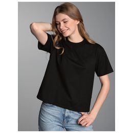 T-Shirt TRIGEMA "TRIGEMA Relaxed Fit T-Shirt", Damen, Gr. L, schwarz, 100% Baumwolle, Basic, Shirts T-Shirt
