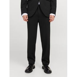 Jack & Jones Anzughose JACK & JONES "JPRJAXON Businesshose mit mittlerer Bundh&ouml;he", Herren, Gr. 54, N-Gr, schwarz (schwarz fit:slim fit), Web, Obermaterial: 74% Polyester, 22% Viskose, 4% Elasthan, unifarben, slim fit normal, Hosen Anzughose, unifarben, modisch, slim fit, Materialmix