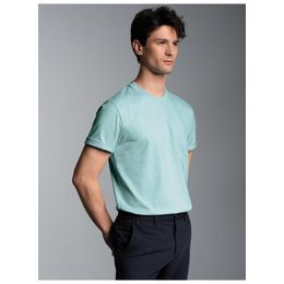 T-Shirt TRIGEMA "TRIGEMA T-Shirt DELUXE Baumwolle", Herren, Gr. L, blau (gletscher), 100% Baumwolle, Basic, Shirts