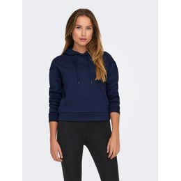 Kapuzensweatshirt Only Play "ONPLOUNGE LS HOOD SWEAT - NOOS", Damen, Gr. M, blau (maritime blau), Sweatware, Obermaterial: 80% Polyester, 15% Viskose, 5% Elasthan, unifarben, regular fit normal, Rundhals, angesetztes B&uuml;ndchen, Sweatshirts