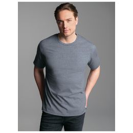 T-Shirt TRIGEMA "TRIGEMA T-Shirt DELUXE Baumwolle", Herren, Gr. L, grau (steingrau, melange), 100% Baumwolle, Basic, Shirts