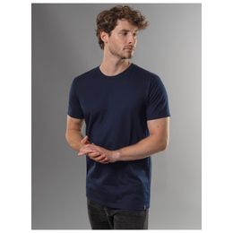 T-Shirt TRIGEMA "TRIGEMA Slim Fit T-Shirt aus DELUXE Baumwolle", Herren, Gr. L, blau (navy), 100% Baumwolle, Basic, Shirts