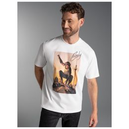 T-Shirt TRIGEMA "TRIGEMA T-Shirt TRIGEMA Affe Charly Skateboard", Herren, Gr. L, wei&szlig;, 100% Baumwolle, Basic, Shirts T-Shirt
