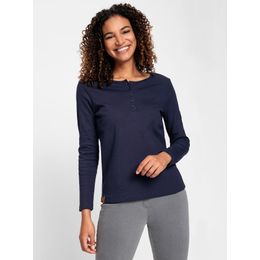 T-Shirt Casual Looks "Rundhals-Shirt", Damen, Gr. 36, blau (marine), 95% Baumwolle, 5% Elasthan, unifarben, Rundhals, Shirts T-Shirt