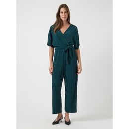 Overall Y.A.S "YASOLINDA SS ANKLE JUMPSUIT S. NOOS", Damen, Gr. 42, N-Gr, grün (ponderosa pine), Web, Obermaterial: 100% Polyester, unifarben, regular fit knöchellang, V-Ausschnitt, Overalls